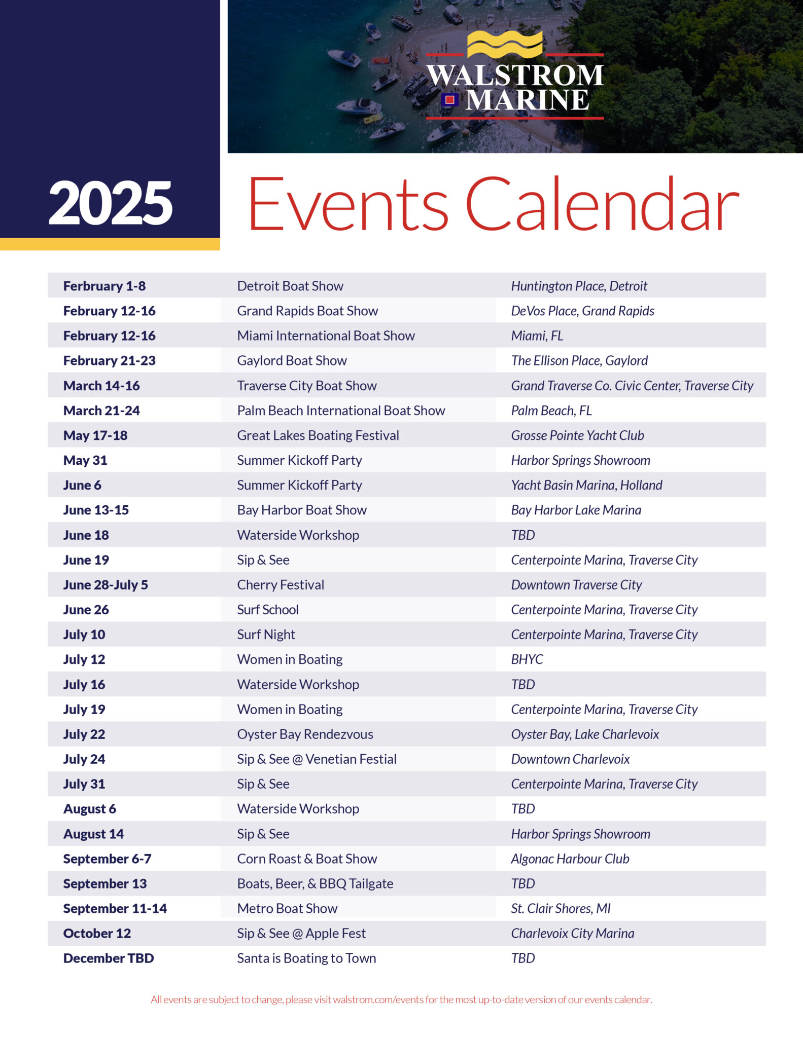 2025 Events Calendar - Walstrom Marine